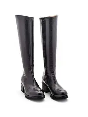 Lukure Kangaroo Leather Knee-high Boots - Black