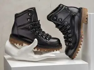 Lukure Hand-painted Kangaroo Leather Winter Boots - Black