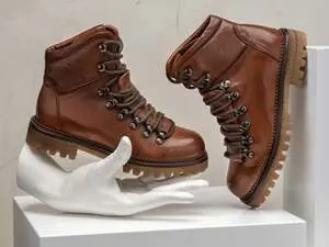 Lukure LUKURË Hand-Painted Kangaroo Leather Winter Boots Whiskey
