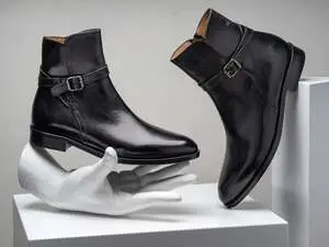 Lukure Catherine Ankle Boots With Silver Buckle Detail - Black