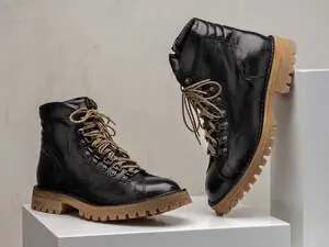 Lukure Hemsedal Kangaroo Leather Lace-up Boots - Black