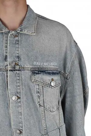 Balenciaga Embroidered Logo Denim Jacket