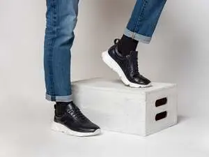 Lukure Flex Kangaroo Leather Sneakers - Navy