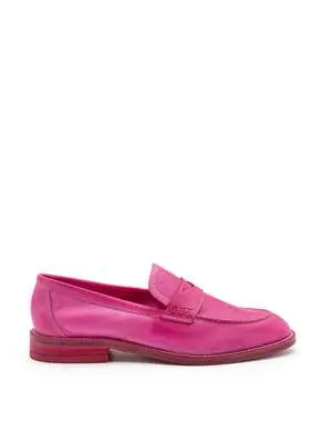 Lukure Mina Hand-dyed Leather Loafers - Raspberry