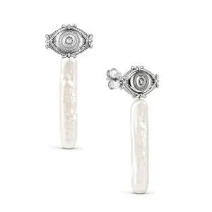 ASTOR & ORION Hecate's Eye Sterling And Pearl Ear Jacket Earrings - Silver/white