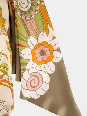 La DoubleJ Date Palms Placée Silk Midi Dress