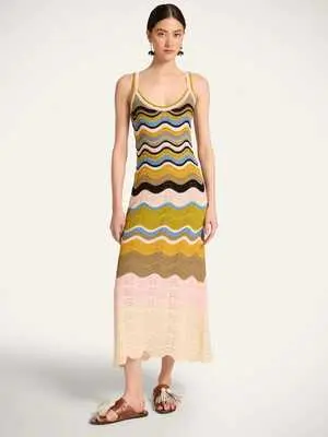 La DoubleJ Chevron Knit Cotton Maxi Dress