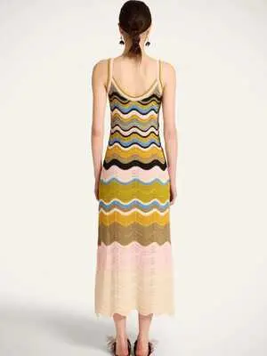 La DoubleJ Chevron Knit Cotton Maxi Dress