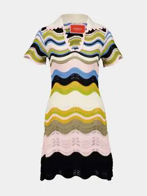 La DoubleJ Cotton Knit Chevron Mini Dress - Multicolour