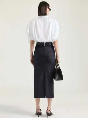 Givenchy Dark Navy Wool Midi Skirt