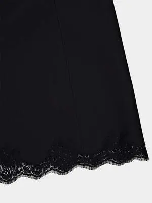 Valentino Garavani Crepe Couture Midi Dress With Lace Trim - Black