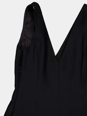 Valentino Garavani Crepe Couture Midi Dress With Lace Trim - Black