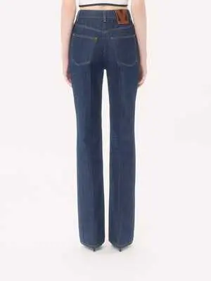 Valentino Garavani Dark Wash Denim Trousers With Logo Buttons - Blue