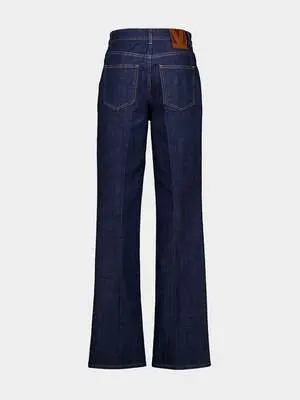 Valentino Garavani Dark Wash Denim Trousers With Logo Buttons - Blue
