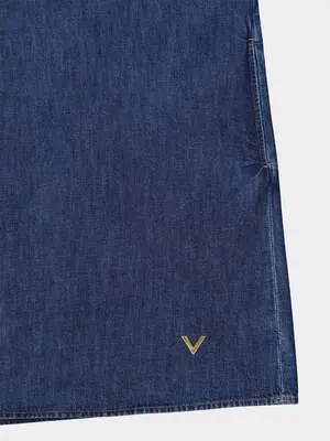 Valentino Garavani Dark Denim V-neck Midi Dress - Blue