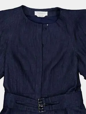 Gabriela Hearst Denim Cotton Midi Dress With Belt - Blue