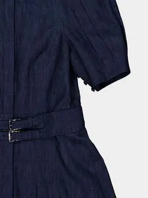 Gabriela Hearst Denim Cotton Midi Dress With Belt - Blue