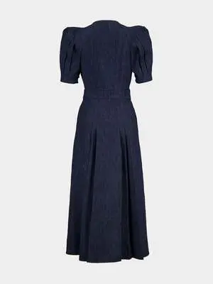Gabriela Hearst Denim Cotton Midi Dress With Belt - Blue
