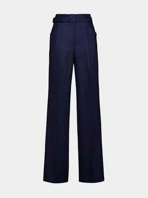 Gabriela Hearst Norman Wide-leg Cotton Trousers - Blue