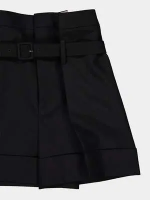 Saint Laurent Mohair And Wool Tailored Paperbag Shorts