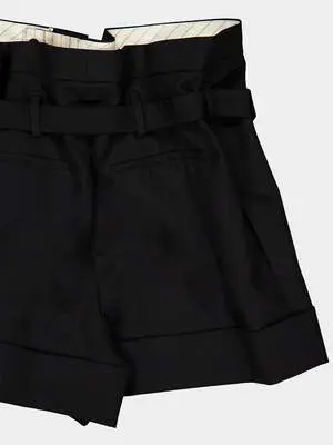 Saint Laurent Mohair And Wool Tailored Paperbag Shorts