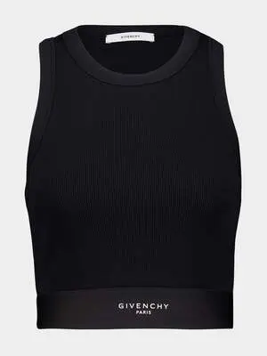 Givenchy Cropped Ribbed Cotton Tank Top - Black
