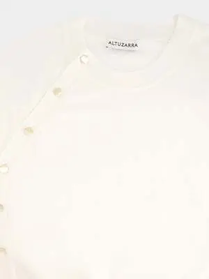 Altuzarra Short Sleeve Knit Sweater With Asymmetrical Button Detail