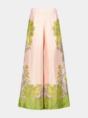 La DoubleJ Swathe Placée Silk Twill Palazzo Pants - Multicolour