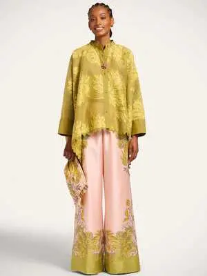 La DoubleJ Swathe Placée Silk Twill Palazzo Pants - Multicolour