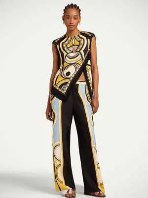 La DoubleJ Sanctuary Placée Black Silk Twill Club Pants - Multicolour
