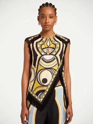 La DoubleJ Sanctuary Placée Gold Silk Twill Scarf Top