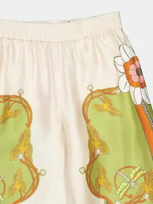 La DoubleJ Date Palms Placée Silk Palazzo Pants - Multicolour
