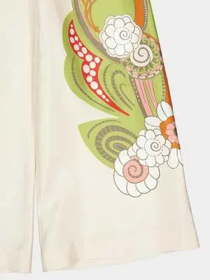 La DoubleJ Date Palms Placée Silk Palazzo Pants - Multicolour