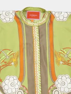 La DoubleJ Date Palms Placée Silk Foulard Shirt - Multicolour