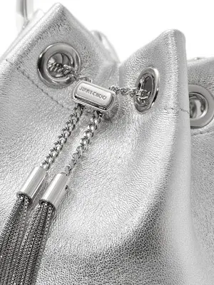 JIMMY CHOO Bon Bon Bucket Bag With Chain Strap And Hoop Handle - Silver