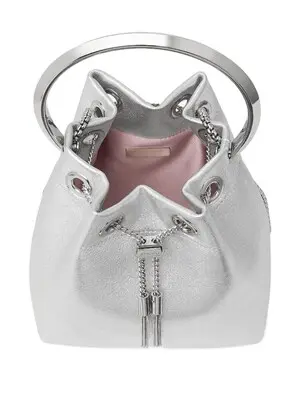 JIMMY CHOO Bon Bon Bucket Bag With Chain Strap And Hoop Handle - Silver