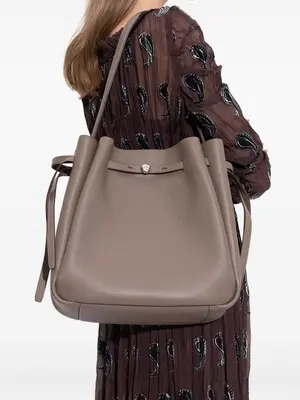 Tory Burch Romy Large Leather Bucket Bag - Grey