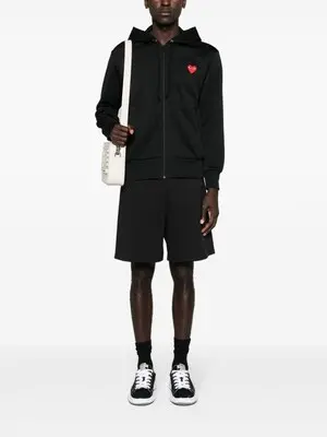 Play Comme Des Garcon Zip-up Cotton Hoodie With Heart Motif