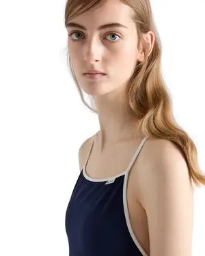 Prada One-piece Jersey Swimsuit - Blue/white