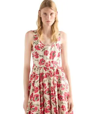 Prada Soft Poplin "flowers" Print Dress