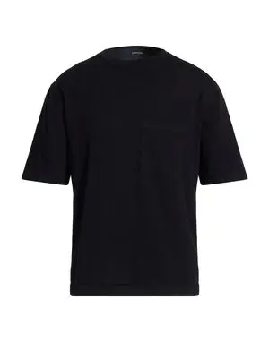LARDINI Cotton Knit Short Sleeve Sweater With Chest Pocket