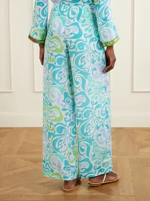 EMPORIO SIRENUSE Stephan Printed Silk Wide-leg Trousers