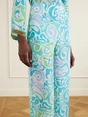 EMPORIO SIRENUSE Stephan Printed Silk Wide-leg Trousers