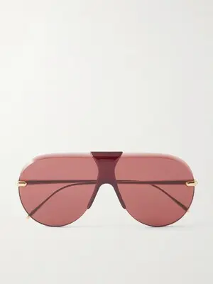 Loewe Aviator-style Gold-tone And Acetate Sunglasses - Red