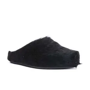 Marni Fussbett Sabot Fur Effect Clogs - Black