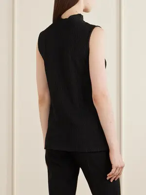 THE ROW Oakson Silk Plissé Turtleneck Sweater