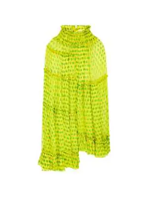 Dries Van Noten Polka Dot High Neck Cape Dress - Multicolor