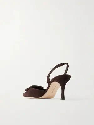 Manolo Blahnik Maysli 70 Buckle-detailed Suede Slingback Pumps - Brown