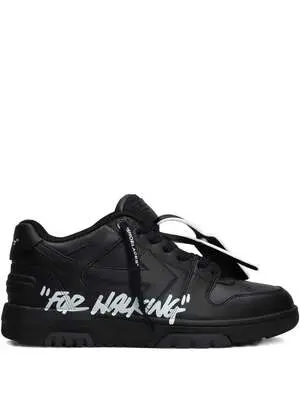 Off-White For Walking" Lace-up Leather Sneakers - Black