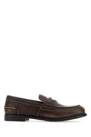 Miu Miu Dark Leather Loafers - Brown